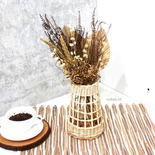 Jual Paket Bunga Rangkai+Vas Rotan LUBANG | Shopee Indonesia