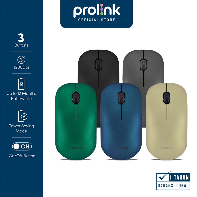 Jual Prolink Mouse Wireless Slim Design FREE Battery l 3 buttons l USB ...