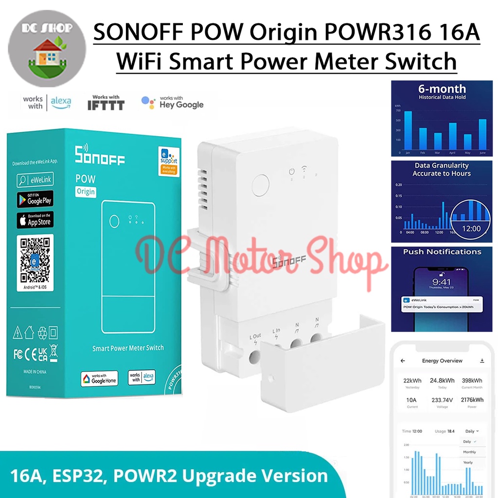 Jual Sonoff POW Origin POWR316 R2 - WIFI Power Monitor Wifi Switch ...