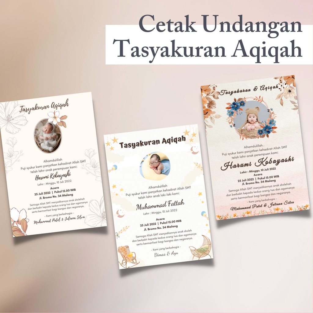 Jual Cetak Kartu/Stiker Undangan Tasyakuran Aqiqah, Tasyakuran ...