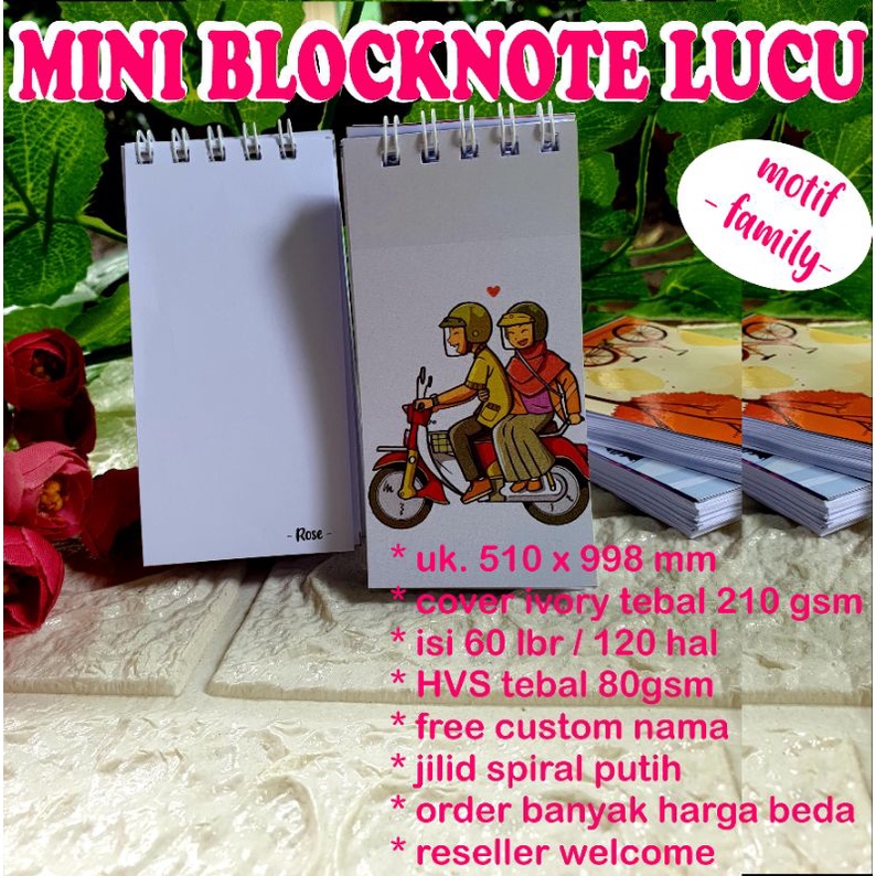 Jual notebook ring mini blocknote aesthetic motif family | Shopee Indonesia
