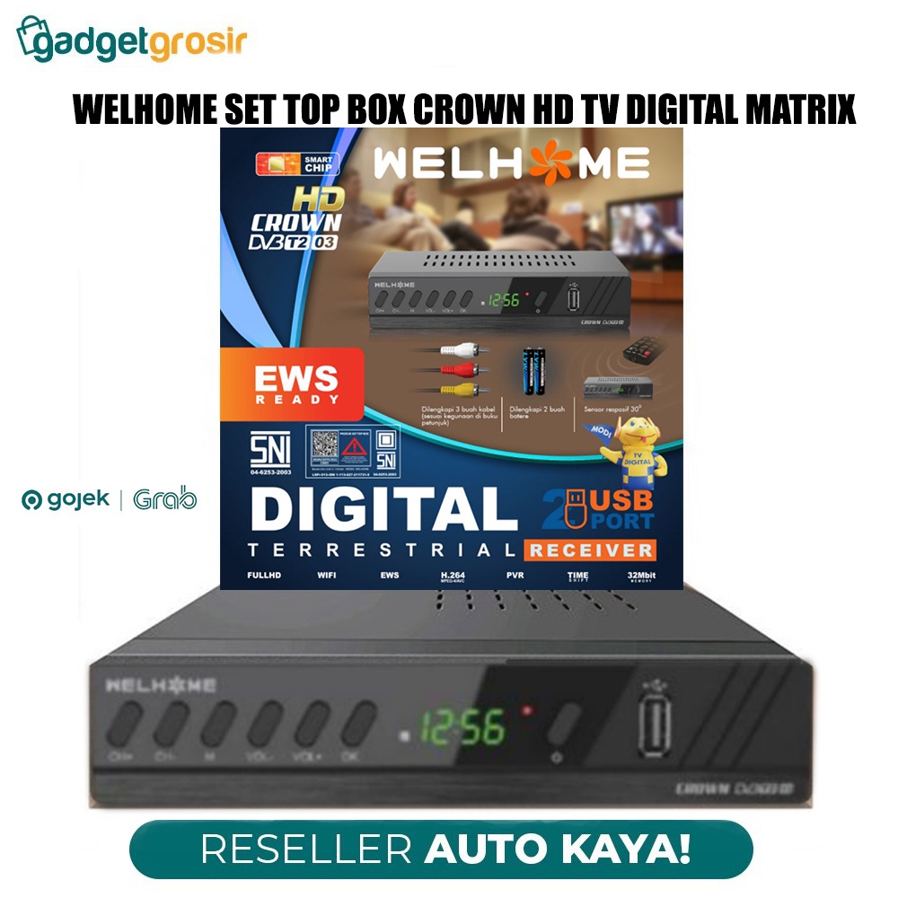 Jual Welhome STB Crown DVB T2 Set Top Box Full HD Receiver Antena TV ...