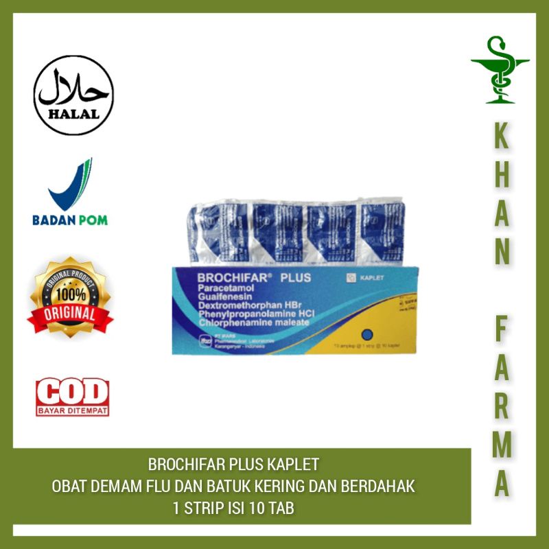 Jual BROCHIFAR PLUS KAPLET OBAT DEMAM FLU BATUK KERING DAN BATUK ...