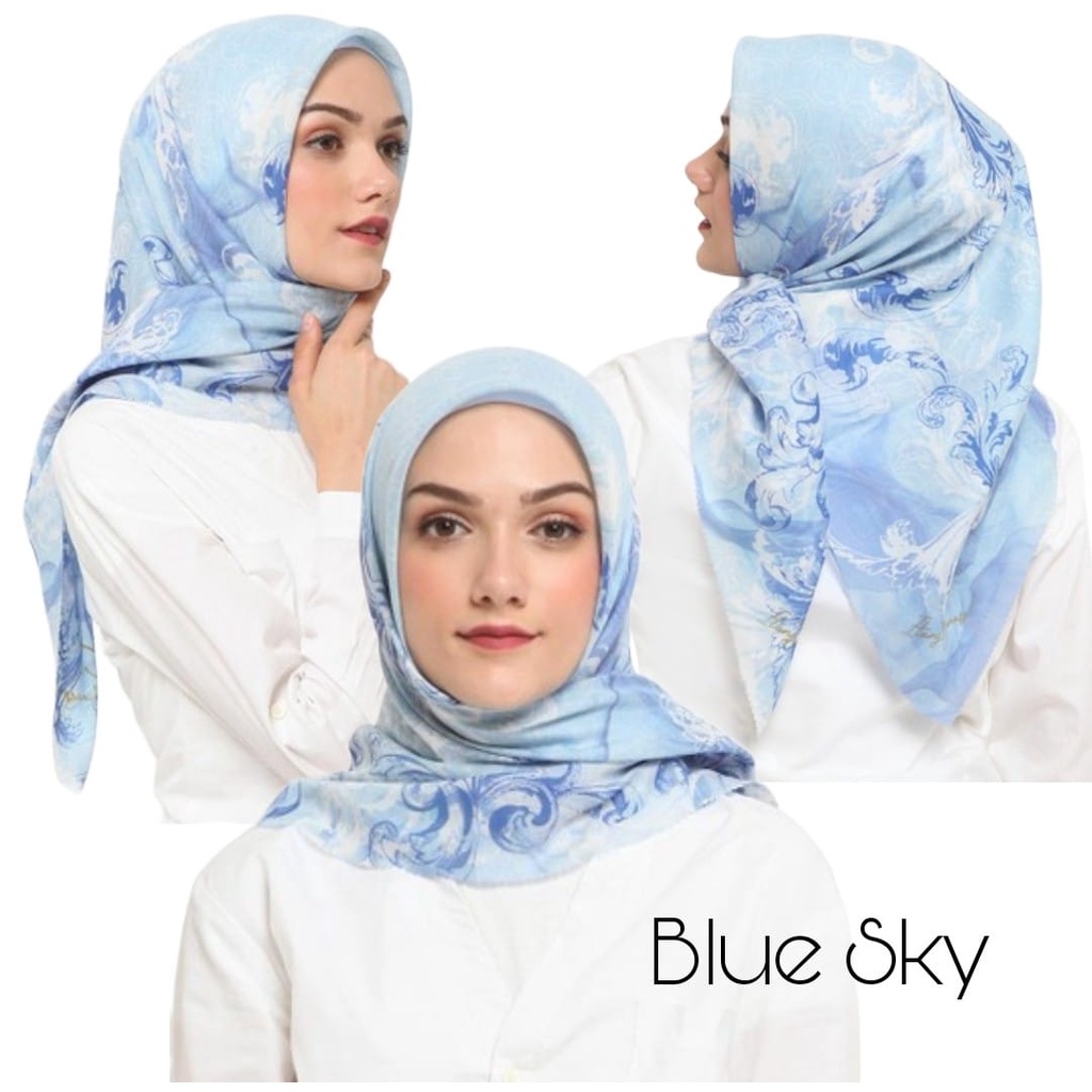 Jual Evanz Hijab Jilbab Segiempat Voal Motif Best Seller 2022 Series Blue | Shopee Indonesia