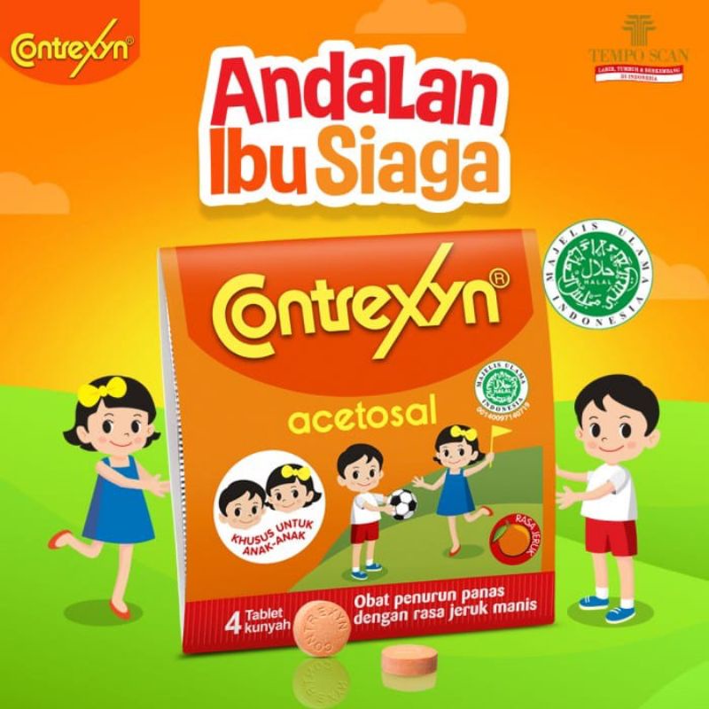 Jual Contrexyn Anak Tablet Acetosal - 1 Blister / Strip 4 Tablet ...