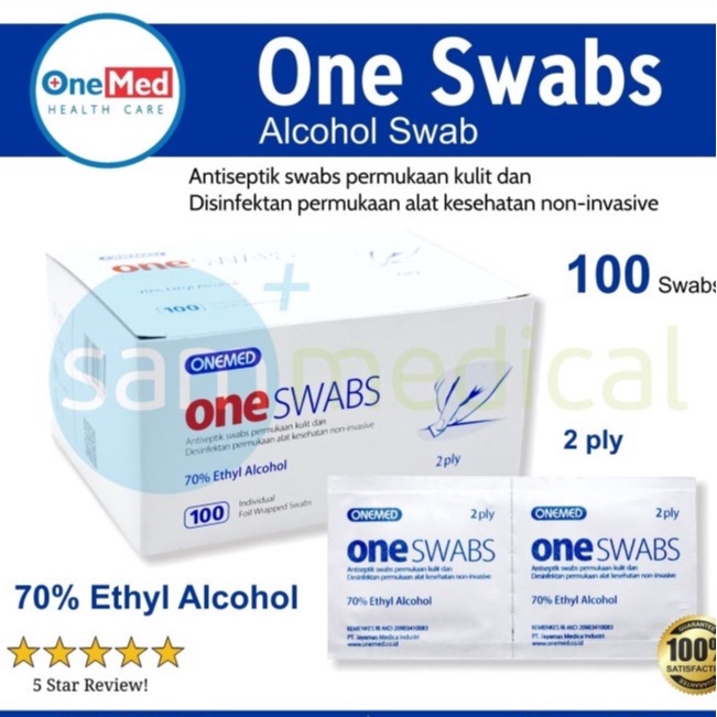 Jual One Med Alkohol Swab atau One Swab per 100pcs | Shopee Indonesia