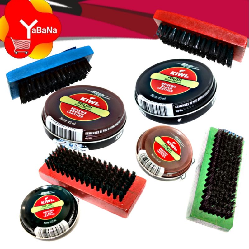Jual [YBN] Semir Sepatu Kiwi shoe Polish Besar 45ml 17,5ml Lengkap ...