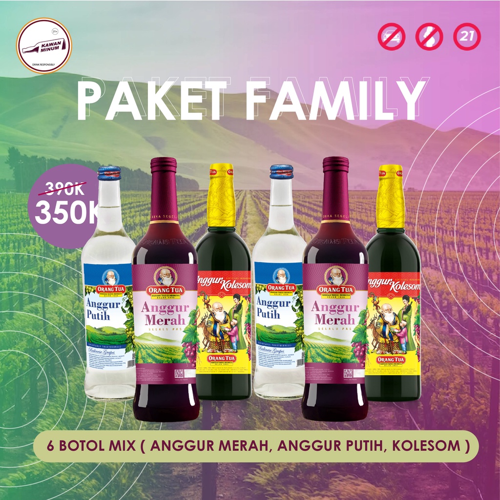 Jual Paket Family (6 Botol Mix Anggur Merah, Anggur Putih & Anggur ...