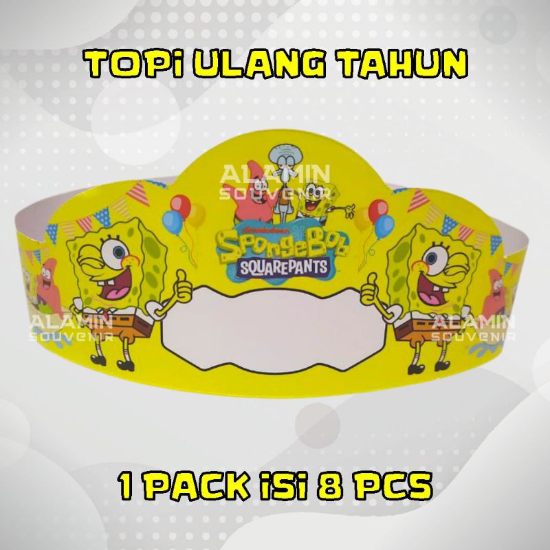 Jual Topi Ultah Gambar Spongebobe Isi 8 Pcs | Shopee Indonesia