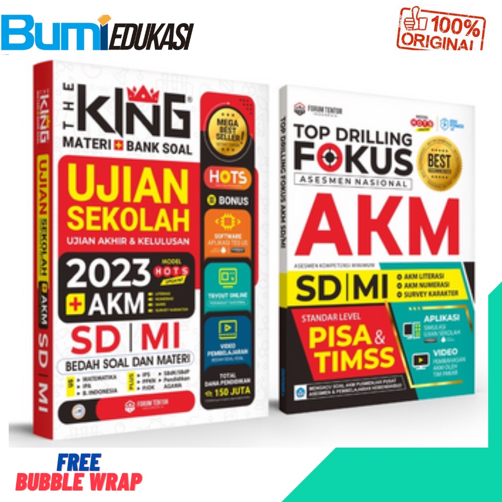 Jual BUKU UJIAN SEKOLAH DAN AKM SD 2023 THE KING MATERI BANK SOAL UJIAN ...