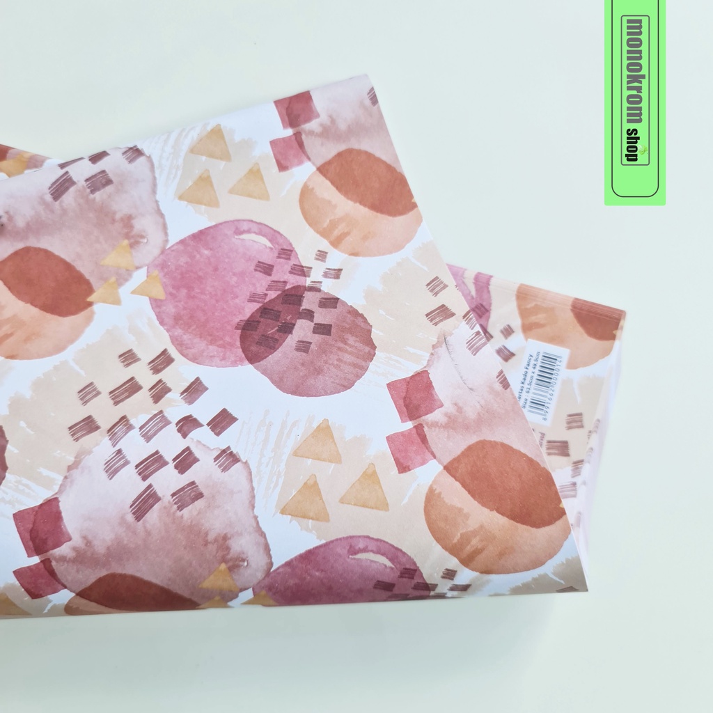 Jual Kertas Kado Sansan Wawa Motif Pattern Abstrak Watercolor Coklat ...