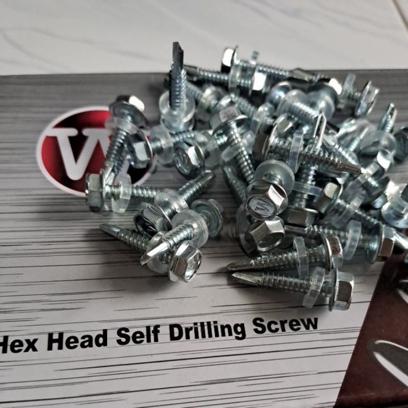 Jual 100 pcs baut drilling 12x25 panjang 2,5cm merk W, baut galvalum ...