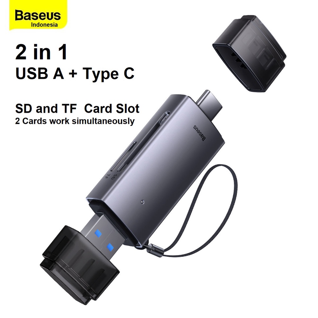 Jual Baseus Original Lite Card Reader 2 in 1 USB A 3.0 Type C to TF SD ...