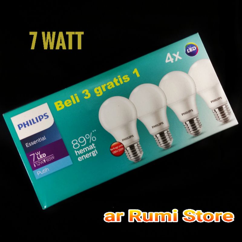 Jual PHILIPS Lampu LED Essential 7 WATT PUTIH Multipack Paket isi 4 lampu | Shopee Indonesia