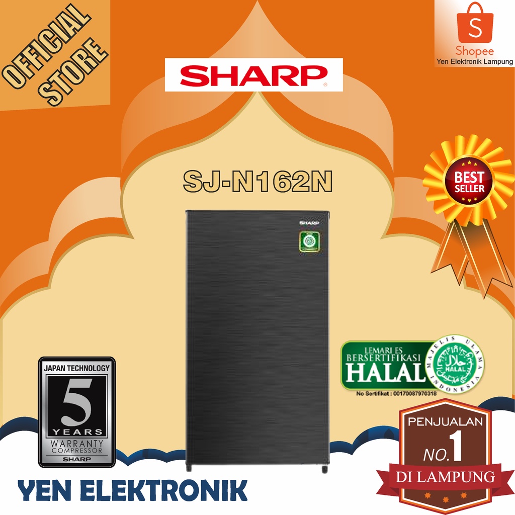 Jual Kulkas SHARP SJ N162N Kulkas Lemari Es 1 Pintu New Kirei Series Garansi Resmi SHARP 5 Tahun ...
