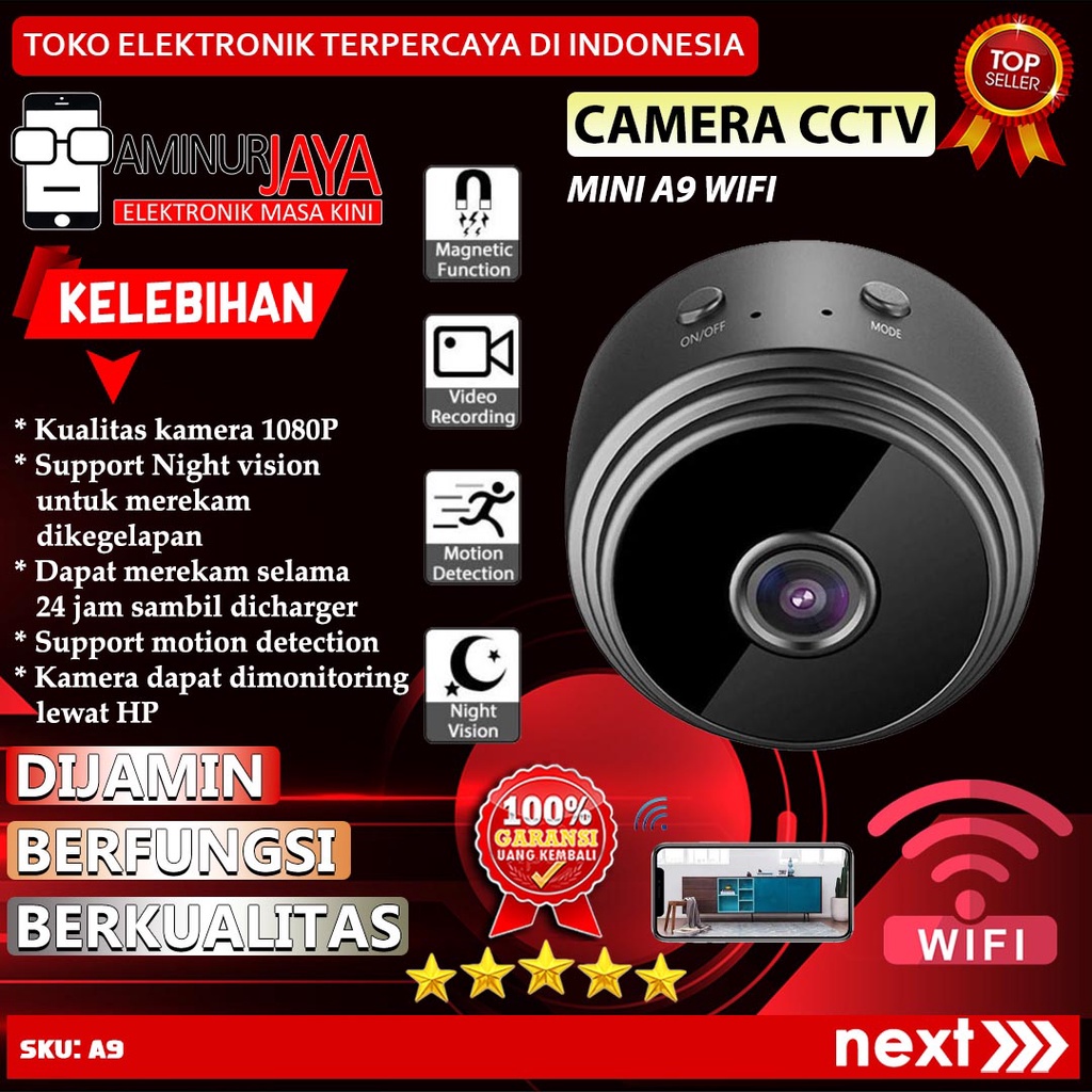 Jual CCTV Camera A9 IP Wifi Kamera Hidden Spy Cam Mini Pengintai ...