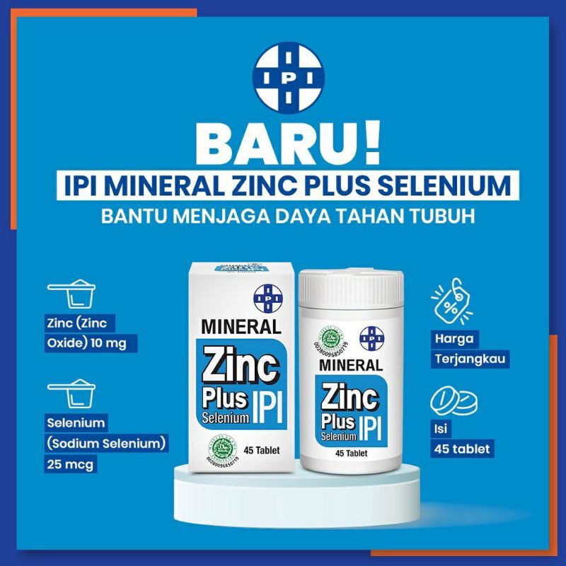 Jual IPI Mineral [Zinc 10mg & Selenium 25mcg]Plus isi 45 Tablet ...
