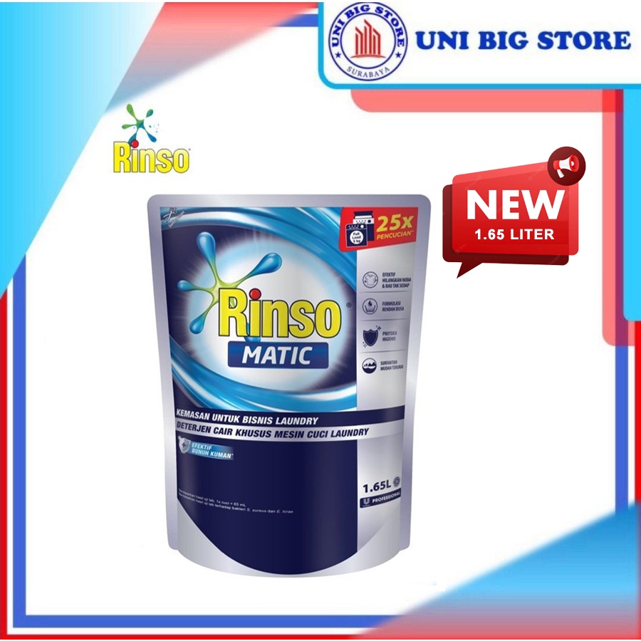 Jual Rinso Matic Liquid Cair Detergent 1.65 Liter sabun Deterjen Cair ...