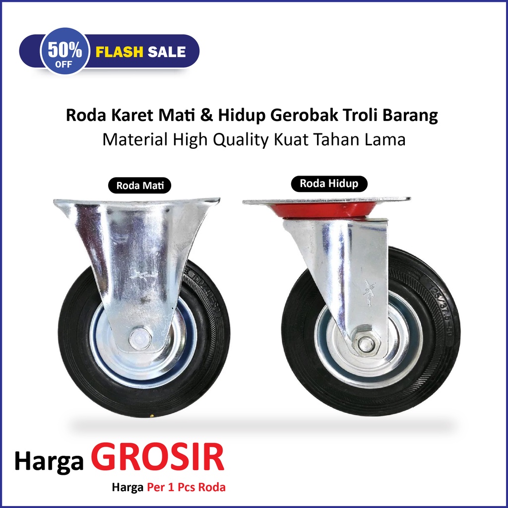 Jual Roda karet hitam mati hidup roda etalase estalase roda trolley ...