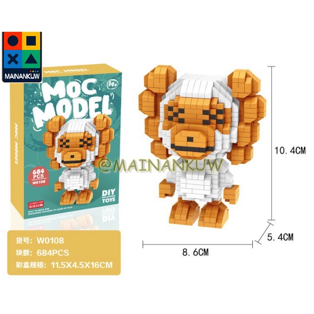 Jual NANO BLOK KAWS MONKEY WHITE Balok Susun Edukasi Mainan Anak bloks ...