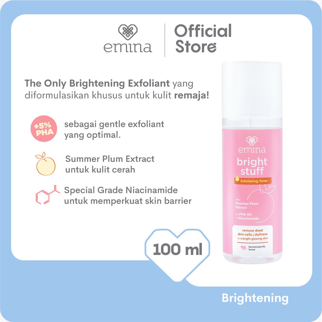 Jual NEW! Emina Bright Stuff Exfoliating Toner 100 ml | Shopee Indonesia
