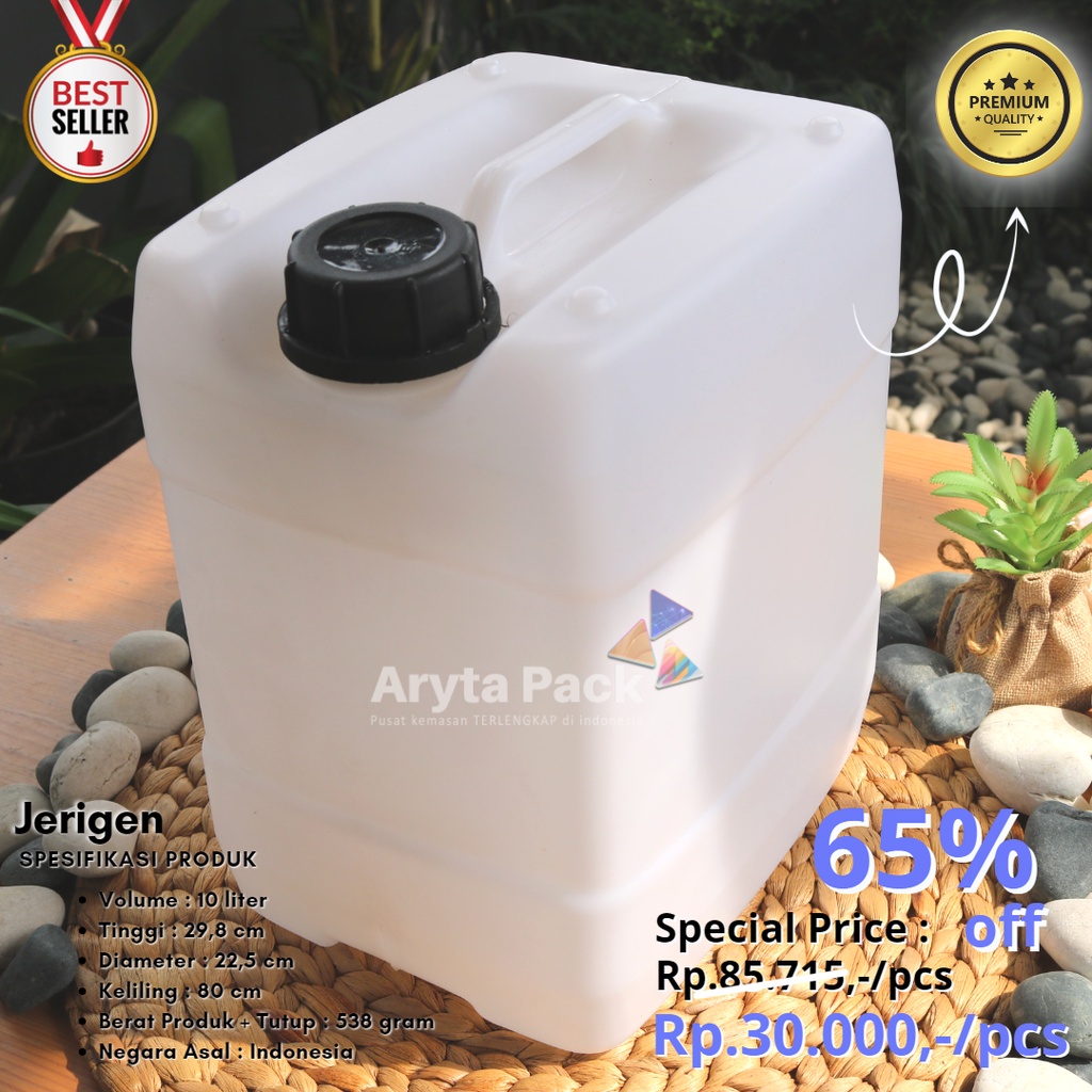 Jual Jerigen plastik HDPE 10liter 10000ml kotak minyak kimia handsanitizer tutup segel - FLASH ...