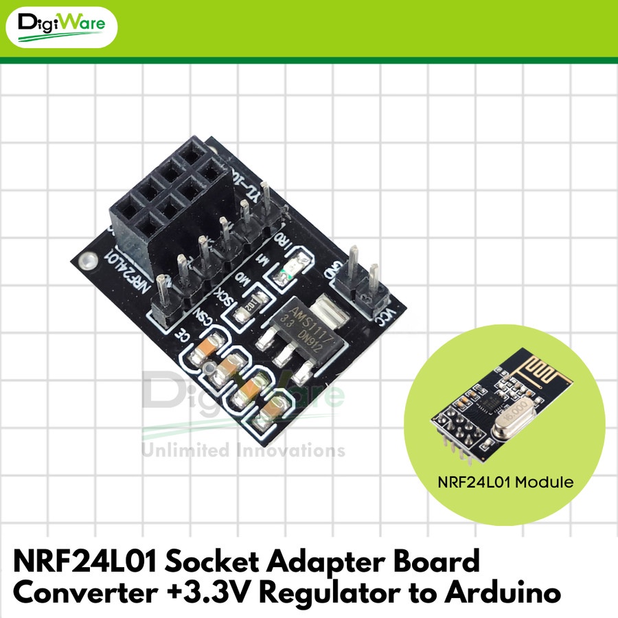 Jual NRF24L01 Socket Adapter Board Converter +3.3V Regulator to Arduino | Shopee Indonesia