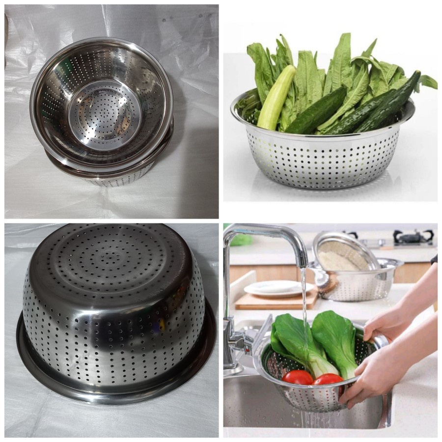 Jual Baskom Bolong Stainless Tebal Saringan Tirisan Cuci Sayur Buah ...