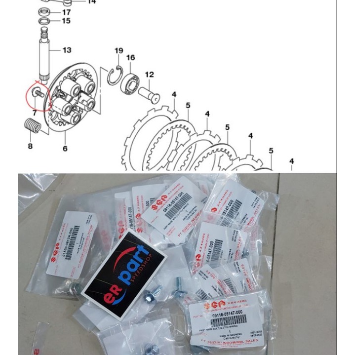 Jual Bold Clutch spring baut per kopling GSX 150 satria Fu Raider Fi ...