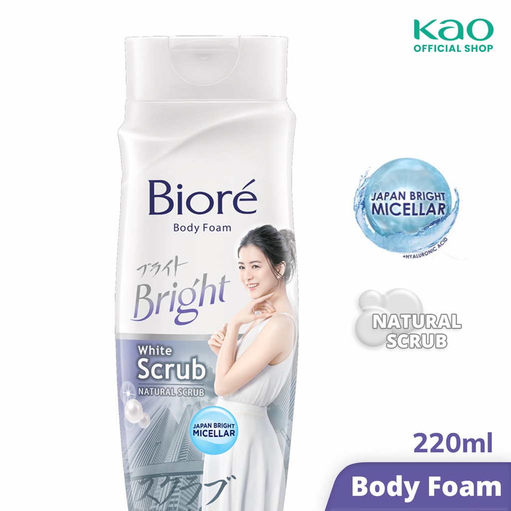 Jual Biore Bright Sabun Mandi Cair Pencerah Kulit White Scrub Eksfoliasi Botol 220 ml - Sabun ...