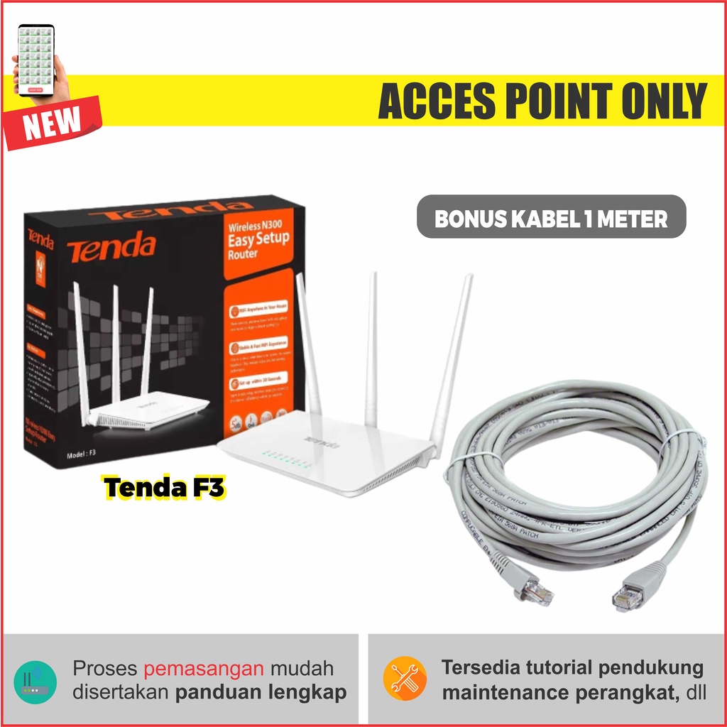 Jual Access Point ONLY - Siap Pakai Full Setting Tenda F3 | Shopee ...