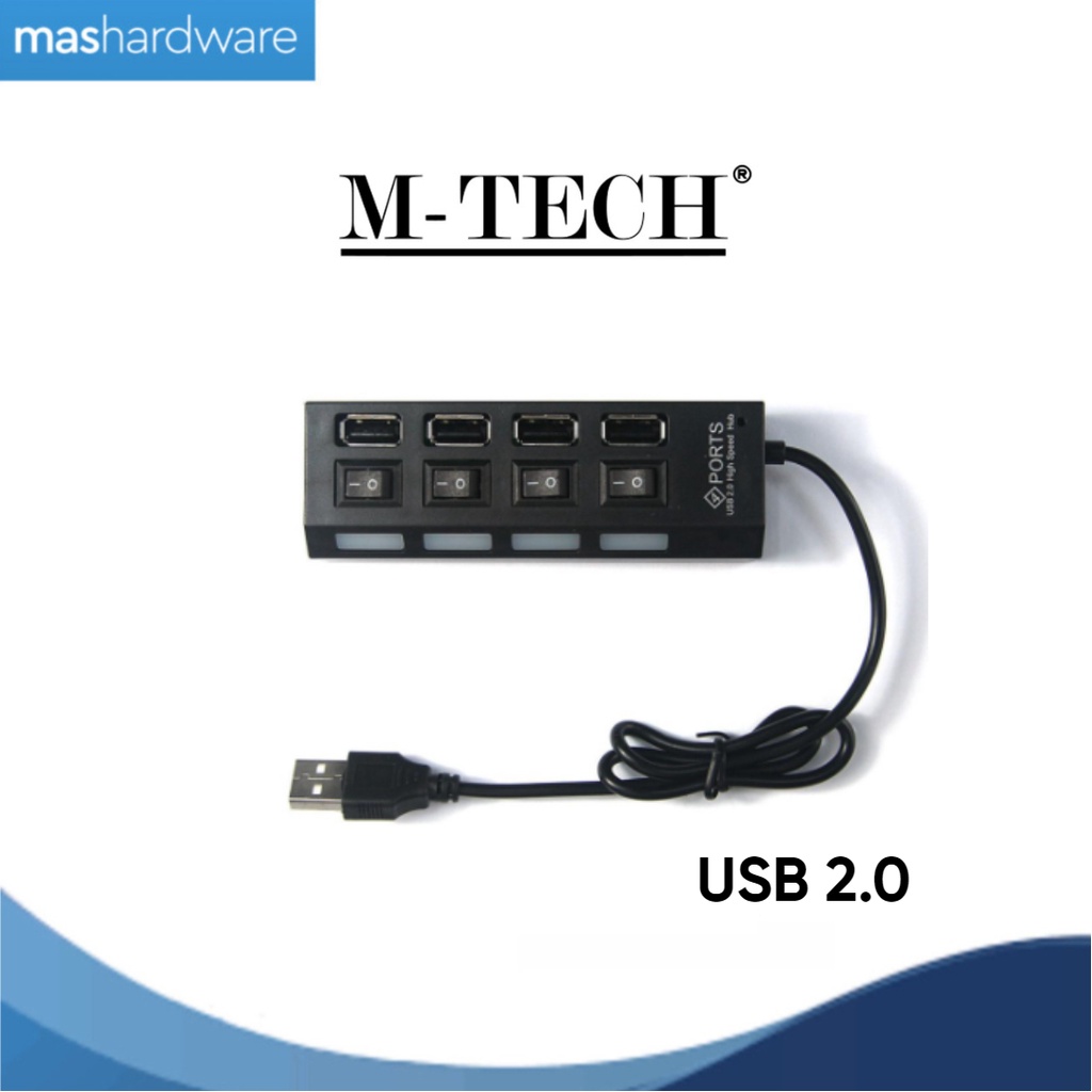 Jual MTECH USB HUB 2.0 4 Port 4 Switch LED | Shopee Indonesia
