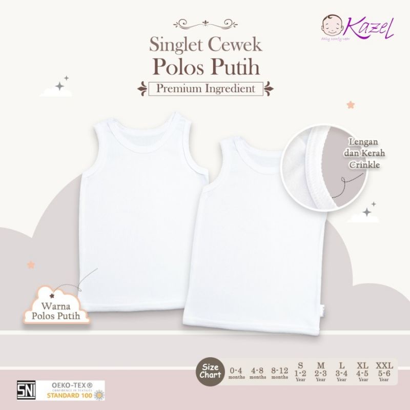 Jual Kazel Singlet Cewek Polos Putih (Satuan) | Shopee Indonesia