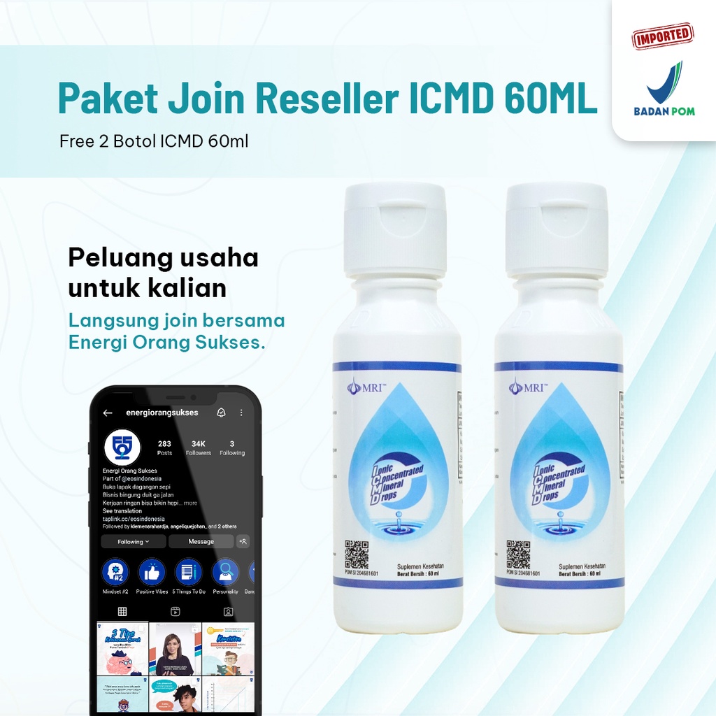 Jual Paket Join Reseller ICMD 60ML - Free 2 Botol ICMD 60ml | Shopee ...