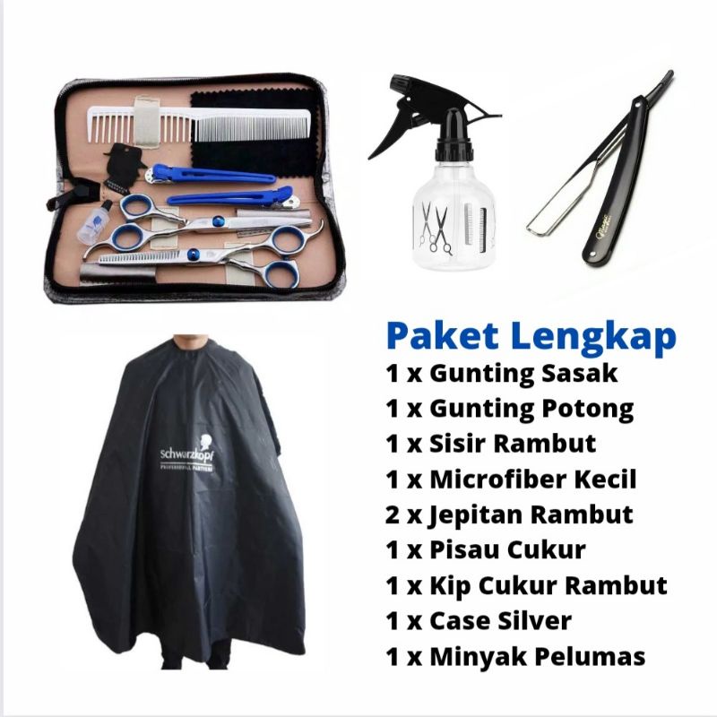 Jual Set Peralatan Alat Gunting Cukur Sasak Potong Pangkas Rambut Salon ...