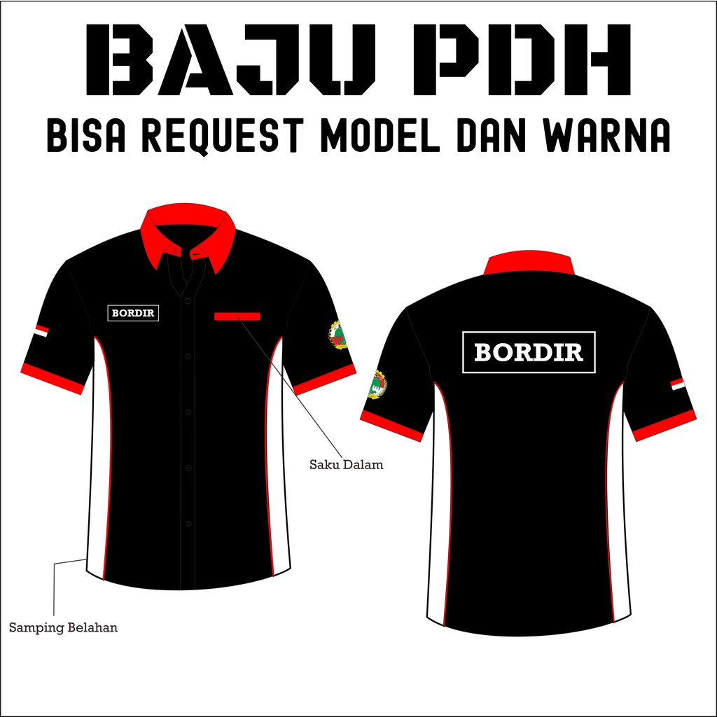 Jual BAJU KEMEJA CUSTOM BORDIR SERAGAM-PDL/PDH PDH OSIS DLL | Shopee ...