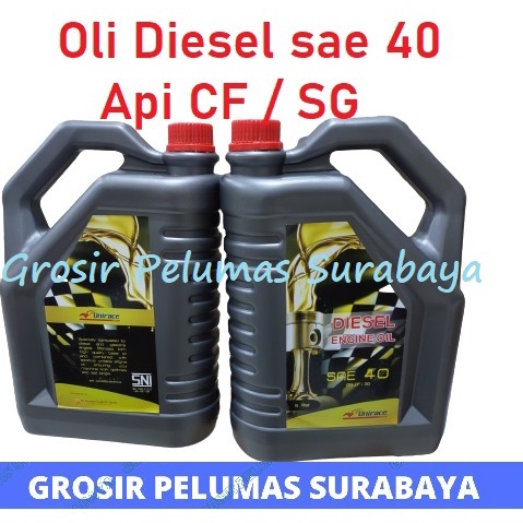 Jual Murah SNI UNIRACE Diesel oil sae 40 Api CF Oli Mesin diesel sae 40 galon 5 Liter LTR ...
