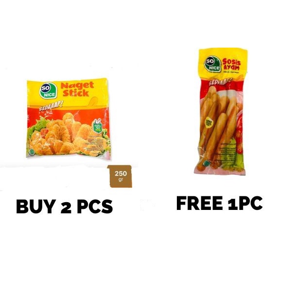 Jual CHICKEN NUGGET STICK AYAM SO NICE SEDAP 250GR HALAL MUI | Shopee ...