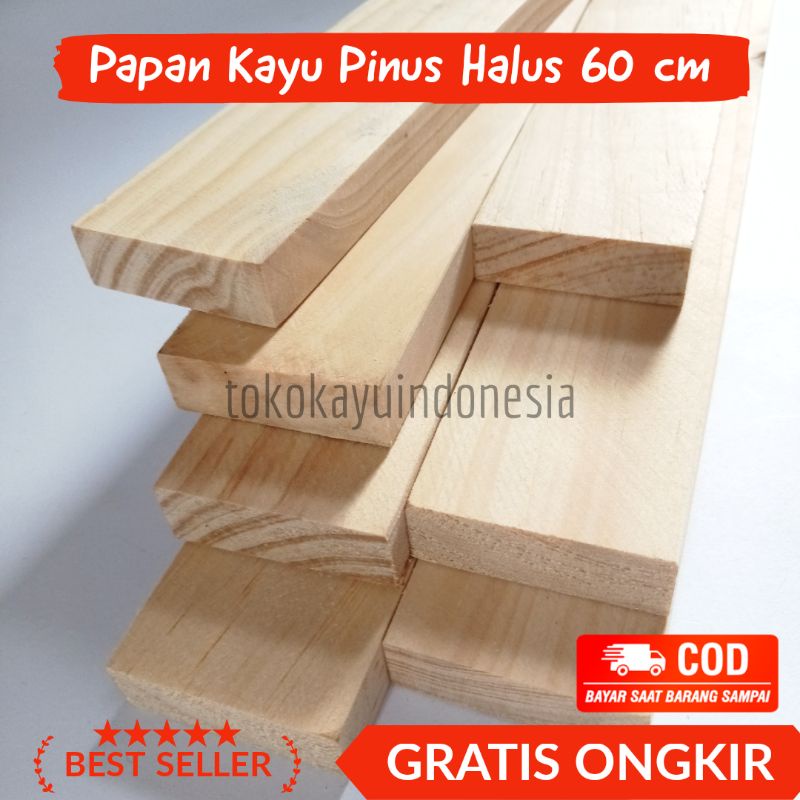 Jual Papan Kayu Pinus Halus Tanpa Mata Kayu Panjang 60 cm Lebar 3,5 cm ...