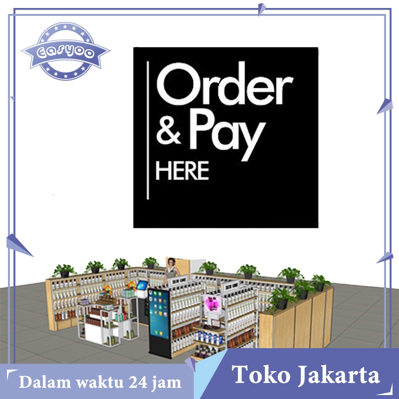Jual 20 X 20 Cm Papan Tanda Order Pay Here Sign Toko Sign Board UV ...