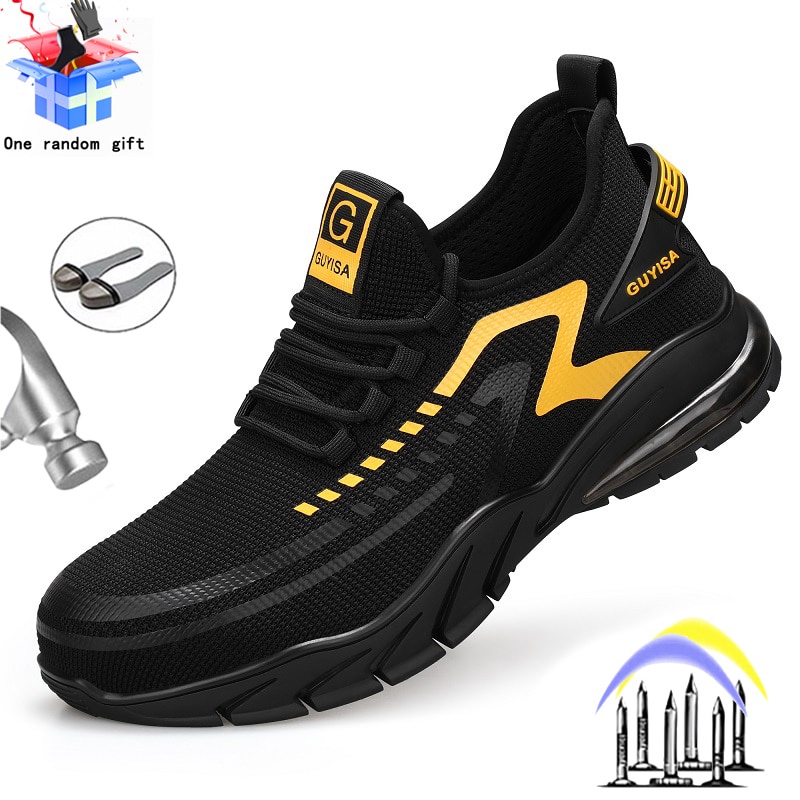 Jual Sepatu safety sporty pria ujung besi hitam terbaik model kekinian ...