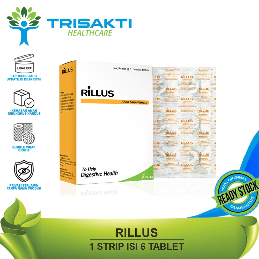 Jual Rillus Strip Isi 6 Tablet Kunyah Memelihara Kesehatan Pencernaan ...