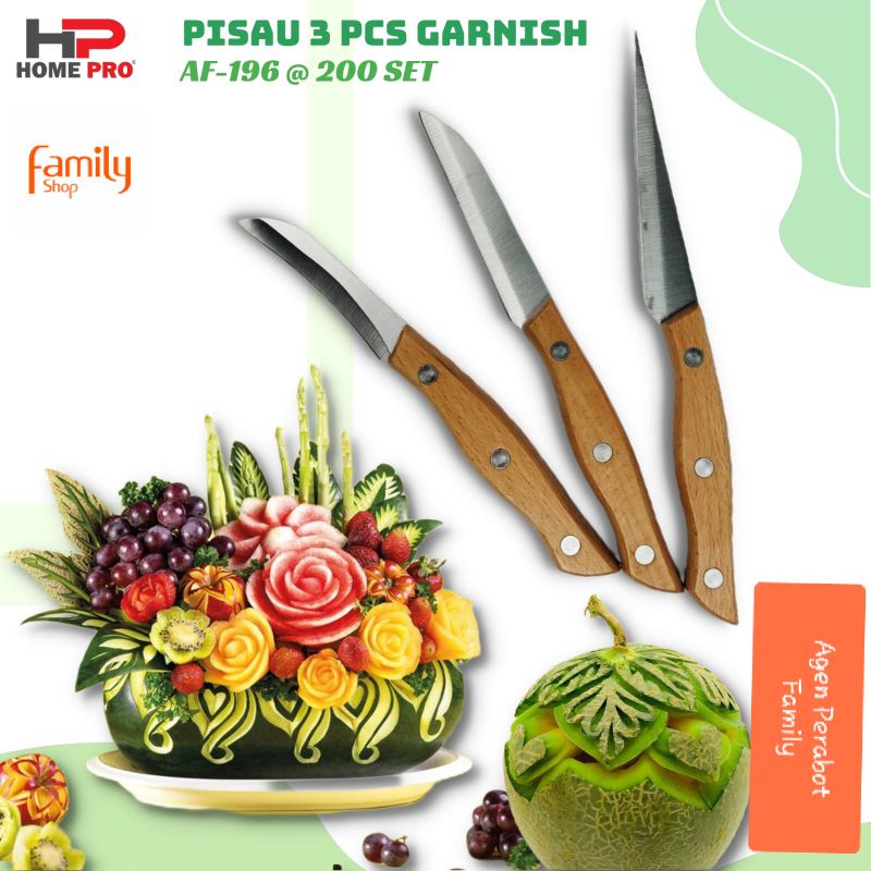 Jual Home Pro Pisau Set 3 pcs Garnish Stainless Steel Gagang Kayu ...