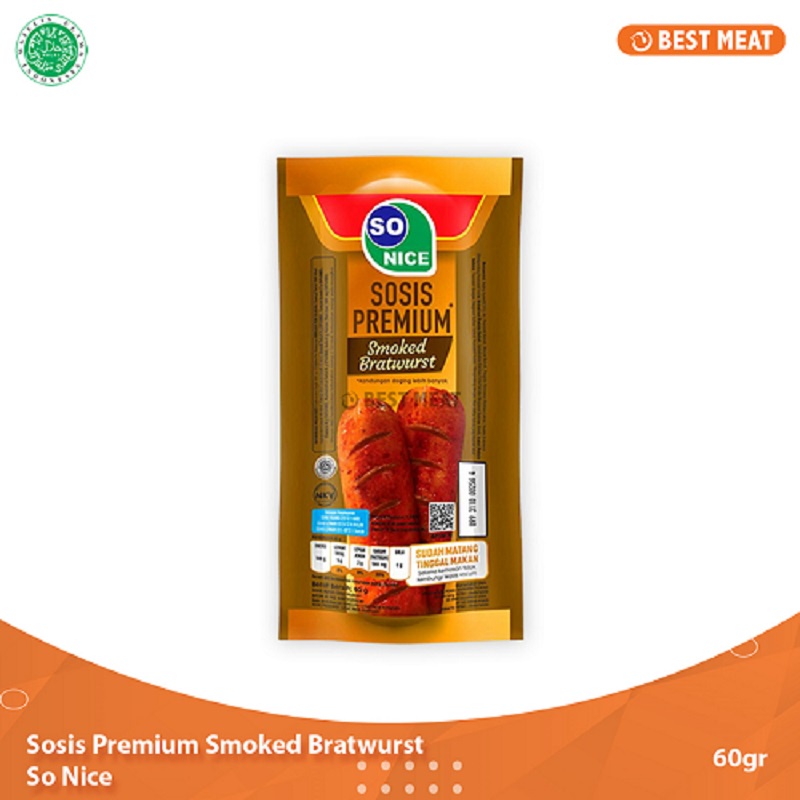 Harga So Nice Sosis Siap Makan Premium Smoked Bratwurst 60 gr hari ini ...