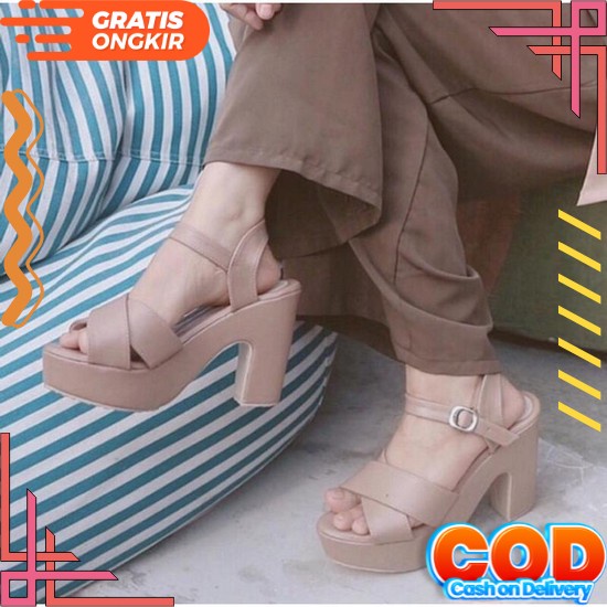 Jual Sandal Hak Tinggi Haighils Wanita Hak Kaca Kerja Kantoran Pesta ...