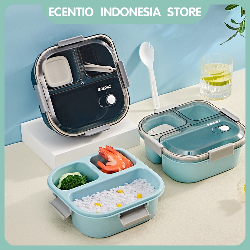 Jual ecentio Kotak Makan 3 Grid lunch box/disegel Kotak/Anti bocor ...