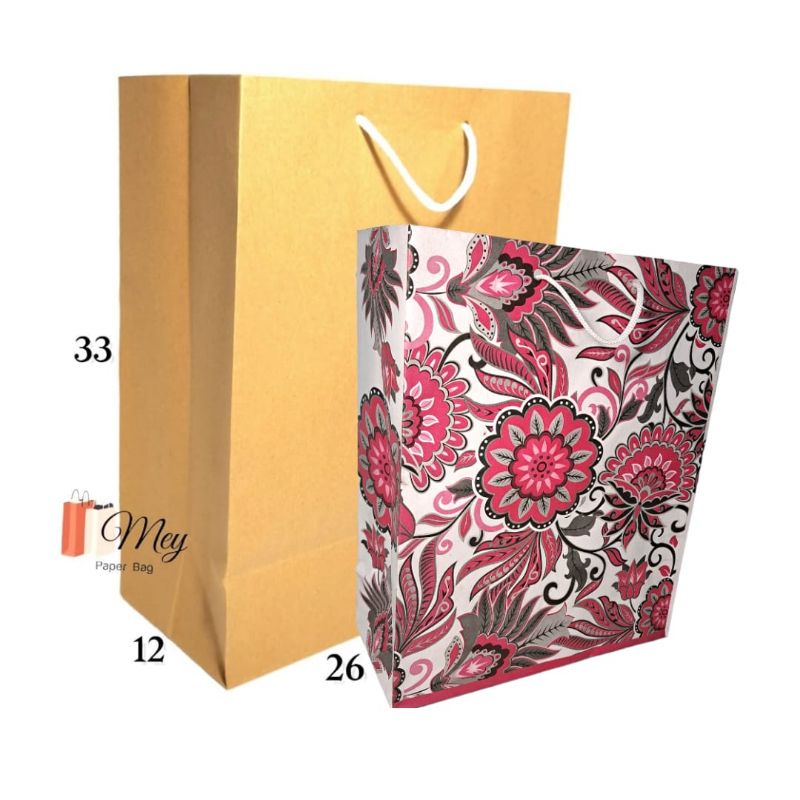 Jual Paper Bag 26x33 Motif dan Polos Cokelat | Paper Bag Baju/Map ...