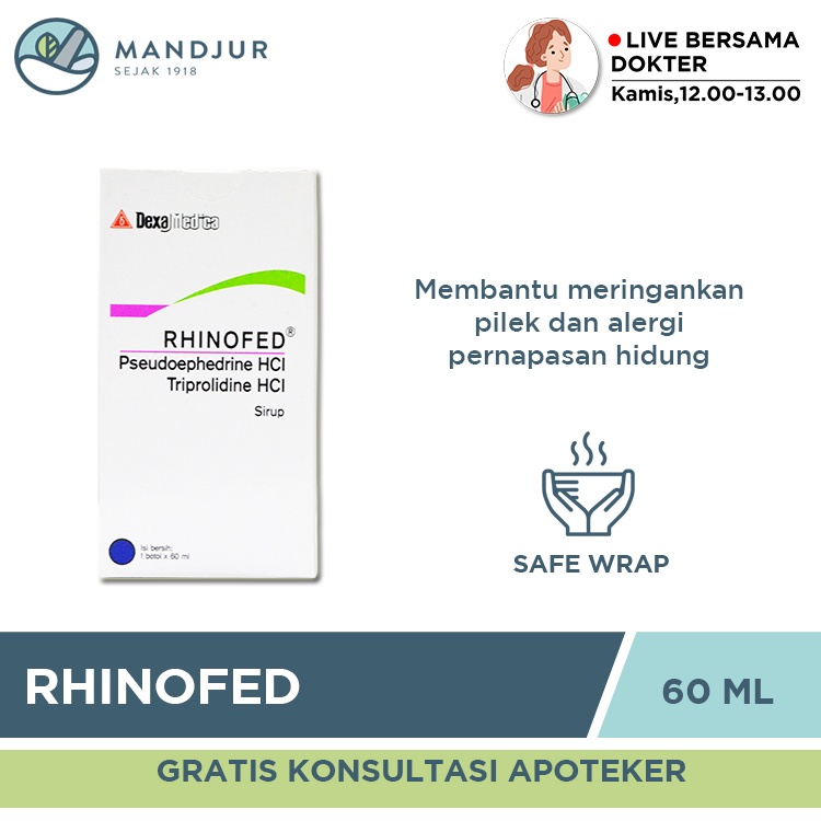 Jual Rhinofed Sirup 60 mL - Obat Flu, Pilek, Demam, Hidung Tersumbat ...