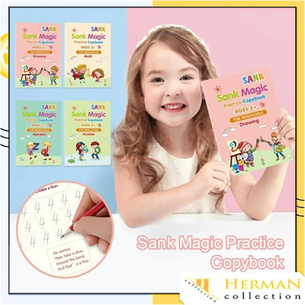 Jual HC Sank Magic Book Practice Copy Book 4 in 1 Bahasa Inggris Arabic ...