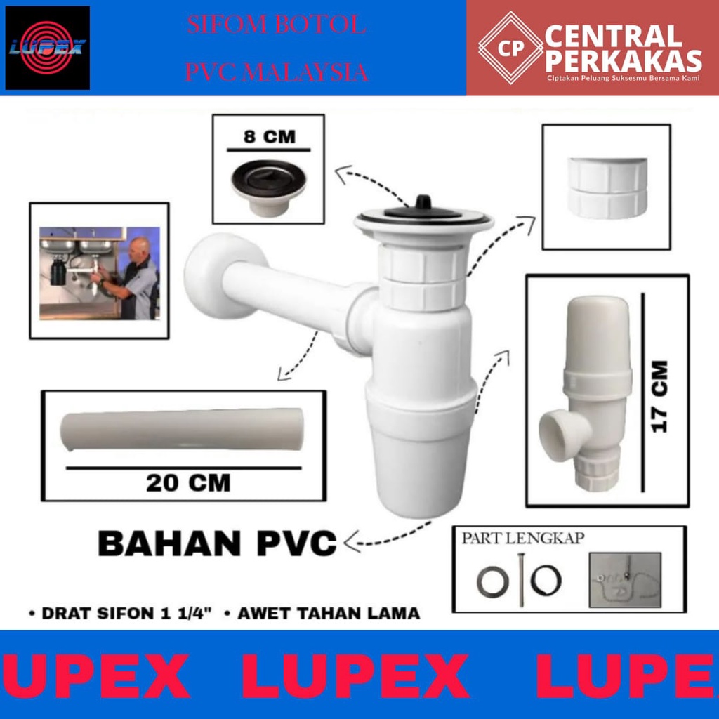 Jual SIFON BOTOL LUPEX / SIFON BOTOL PVC WASTAFEL / PIPA PEMBUANGAN ...